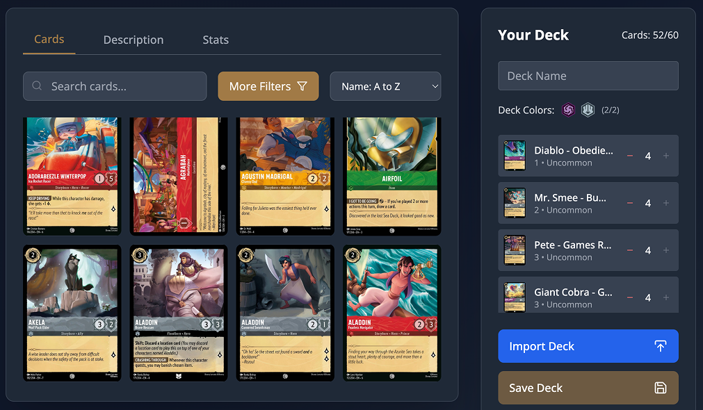 Lorcana Deck Builder & Collection Tracker